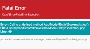 How to use log() in Model/Entity/Bookmark.php CakePHP 3 | Toggen