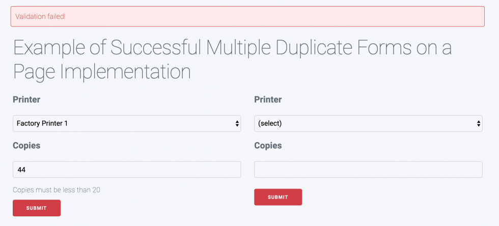 Getting multiple duplicate Modelless Forms on the same page working with CakePHP 4 | Toggen