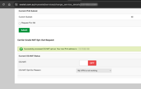 Exetel Opt-Out of CGNAT | Toggen