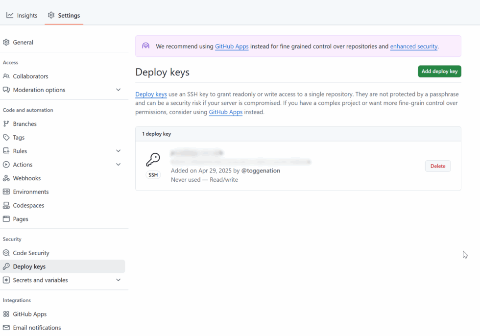 Add SSH Key to a Single Github Repository | Toggen