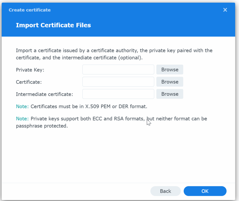 Synology DSM missing generate Self Signed Cert – Work-a-round | Toggen